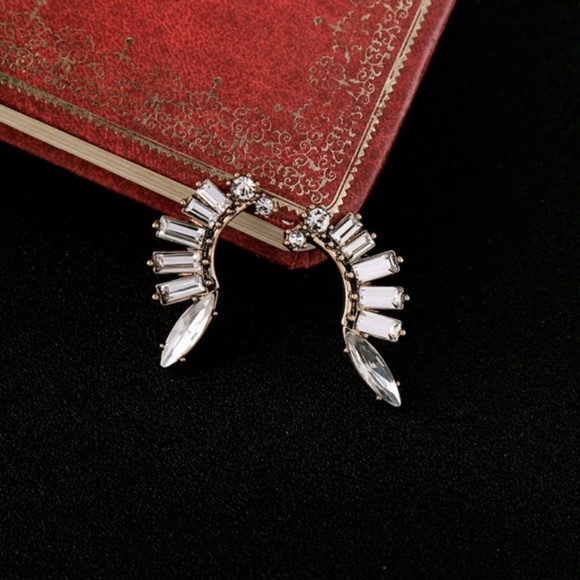 Jewelry | Crystal Wing Ear Jacket Statement Earrings | Poshmark